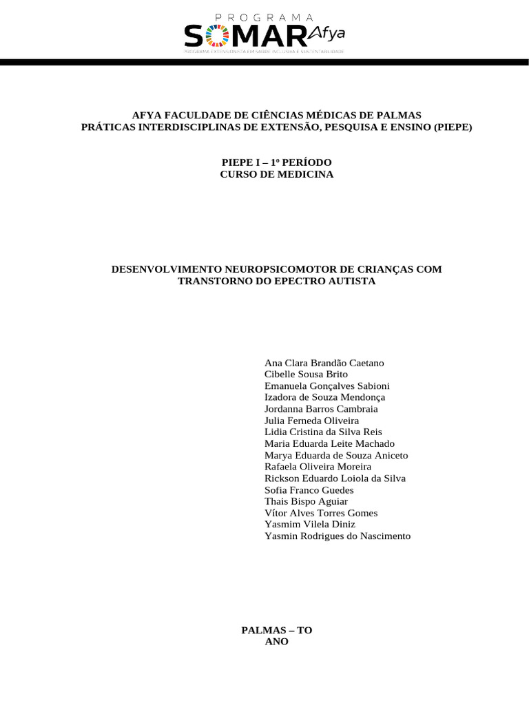 Projeto PIEPE | PDF | Espectro do autismo