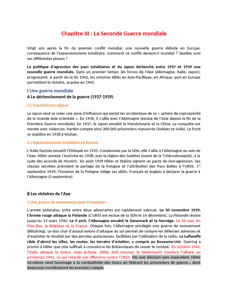 La Seconde Guerre Mondiale | PDF | Axe Rome-Berlin-Tokyo | Seconde ...