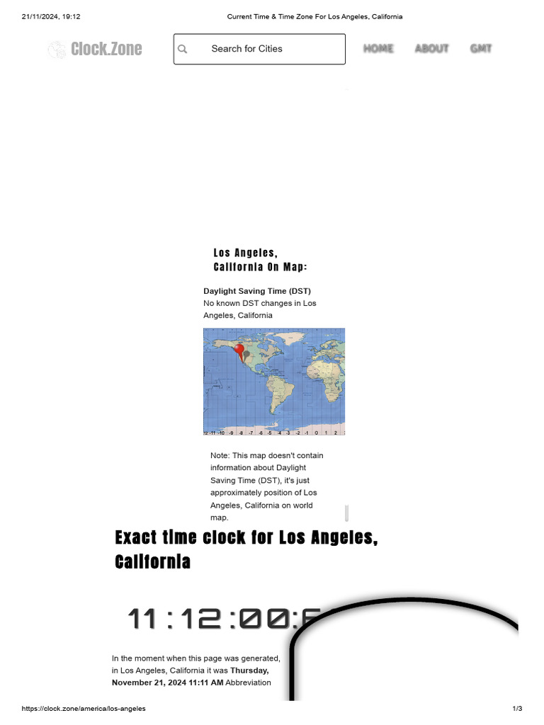LA Time & Time Zone Info | PDF | Daylight Saving Time | Spacetime