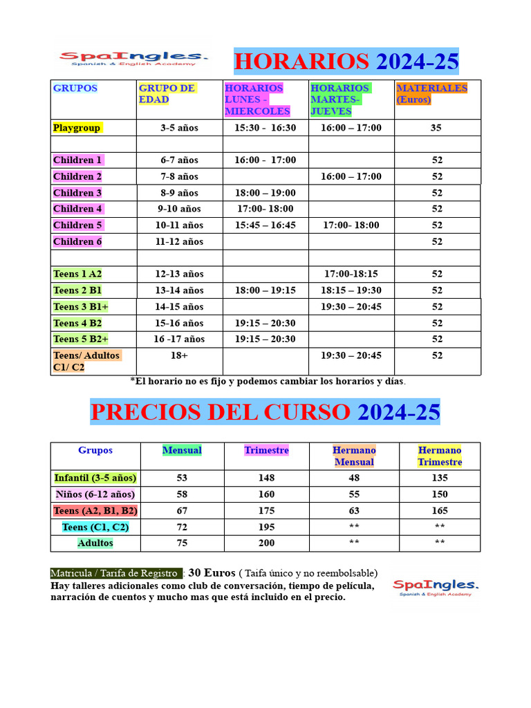 Horarios | PDF