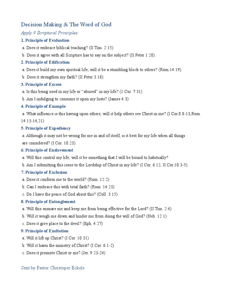 Decision Making & The Word of God | PDF