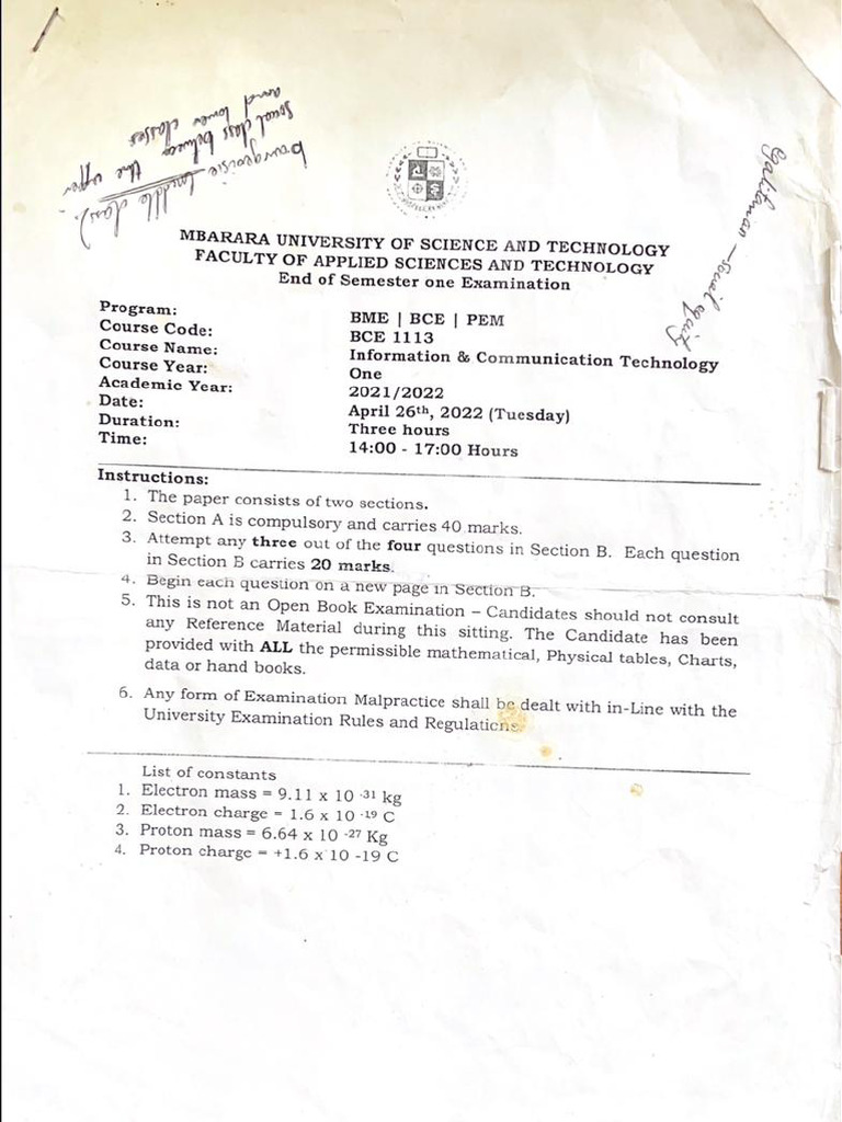 Ict End of Sem One 2022 | PDF