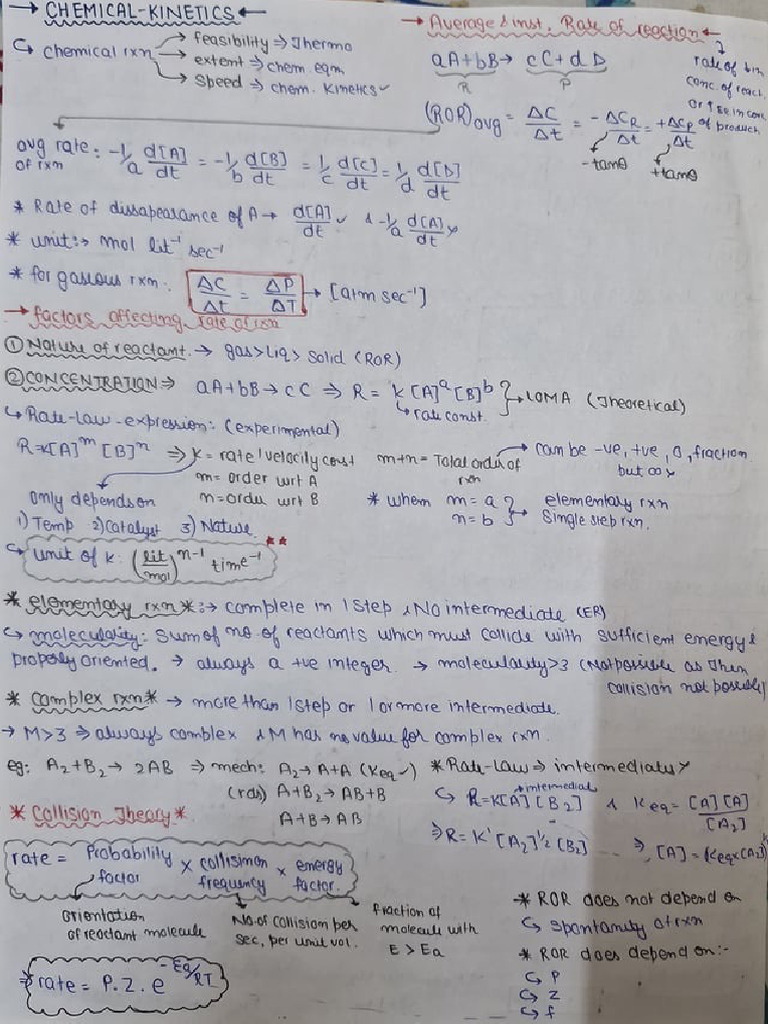 Chemical Kinetics Short Notes | PDF Chemical Kinetics Short Notes | PDF