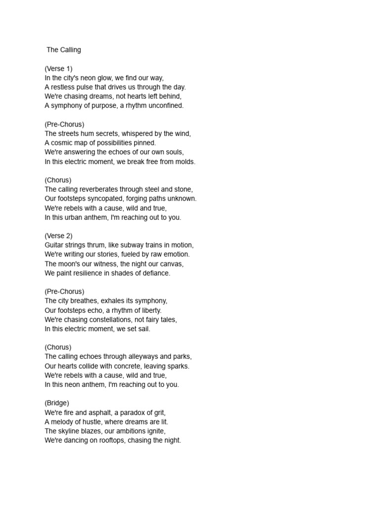 The Calling - Lyrics | PDF