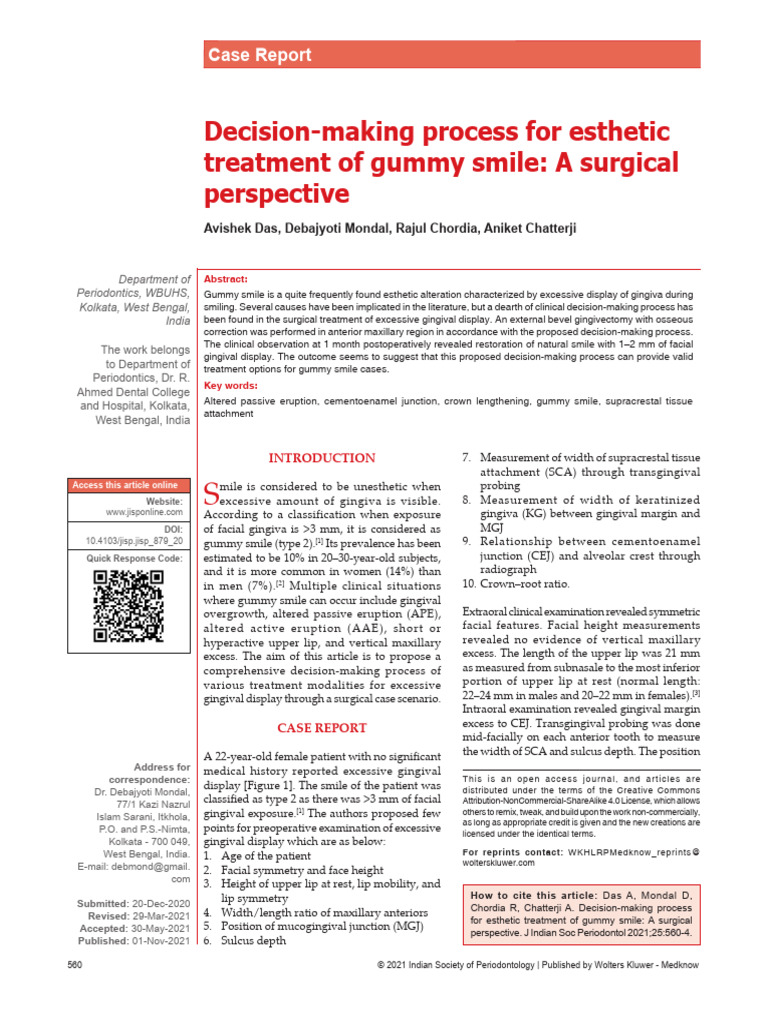 Surgical Approach to Gummy Smile Treatment | PDF | Periodontology ...