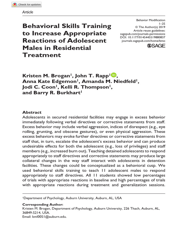 Cap Adolescente BEHAVIORAL CUSP | PDF | Reinforcement | Adolescence