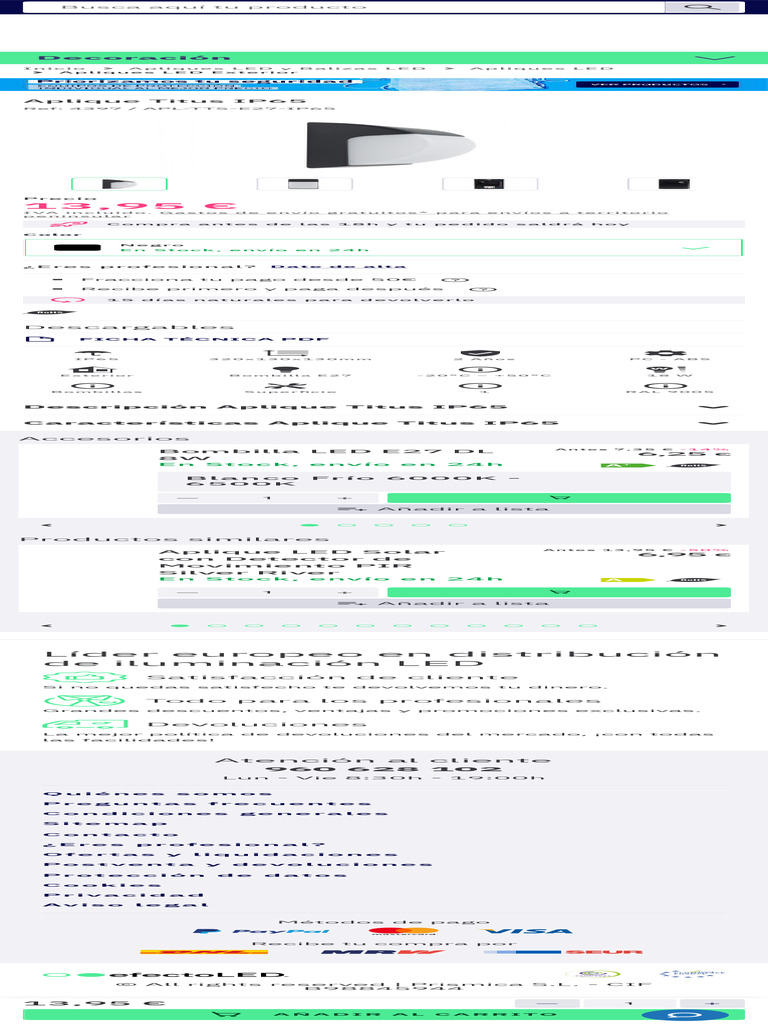 Aplique LED Exterior Titus IP65 | PDF | Encendiendo | Ligero