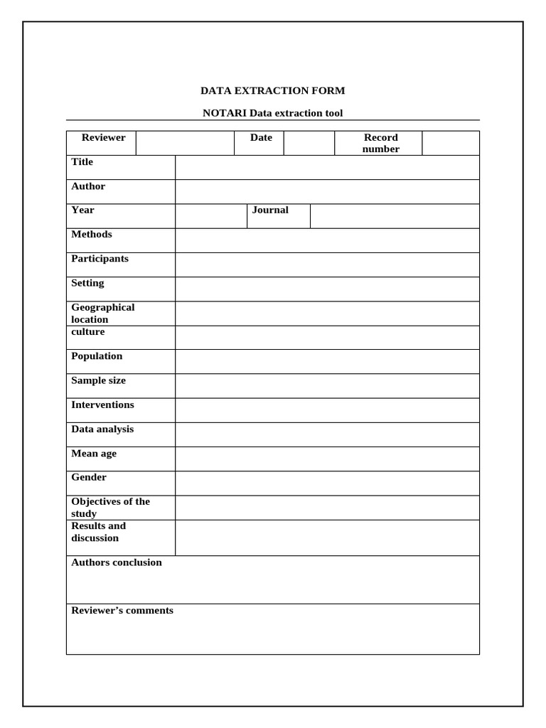 Data Extraction Form For The Review | PDF | Social Science