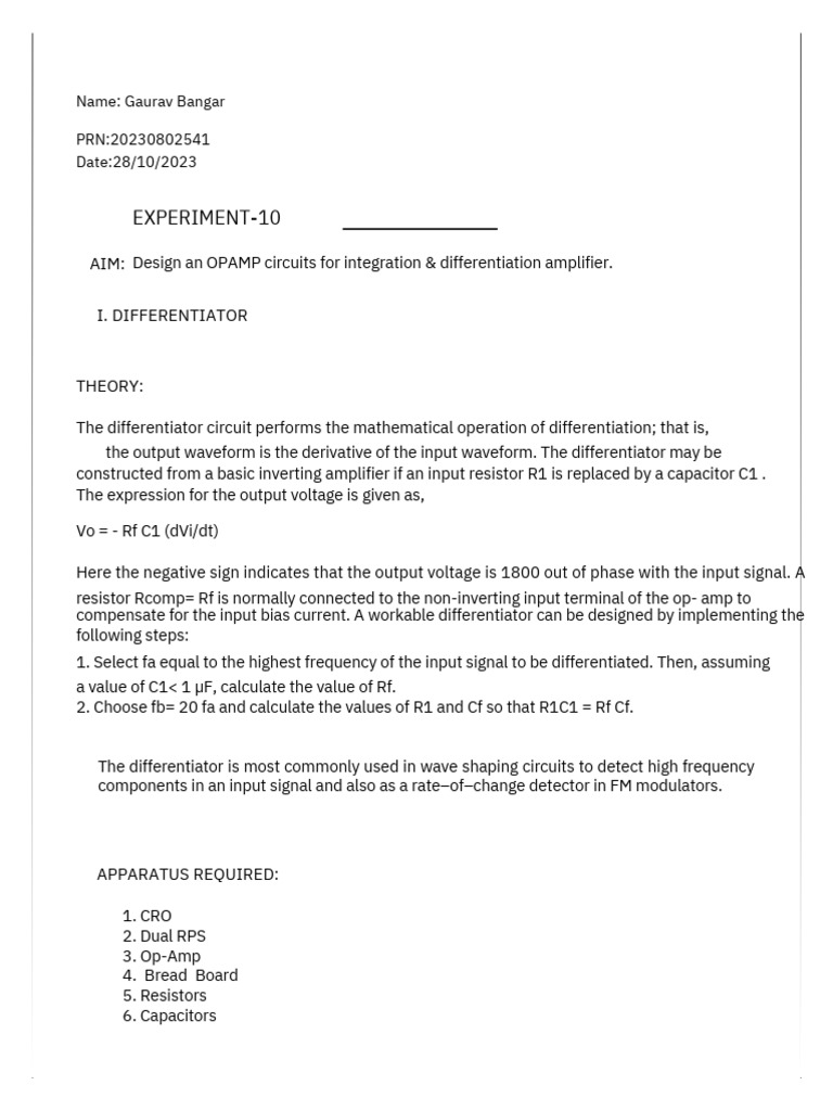 Aryan Lal BEE Assignment 10 PDF | PDF | Amplifier | Analog Circuits