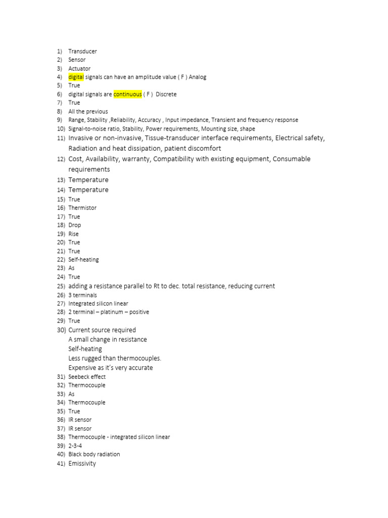 Lec 1-5 Answers | PDF | Infrared | Thermocouple