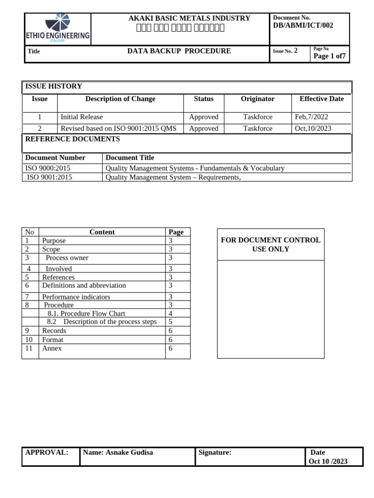 OP ABMI ICT 002 Data Backup Procedure | PDF | Backup | Computing