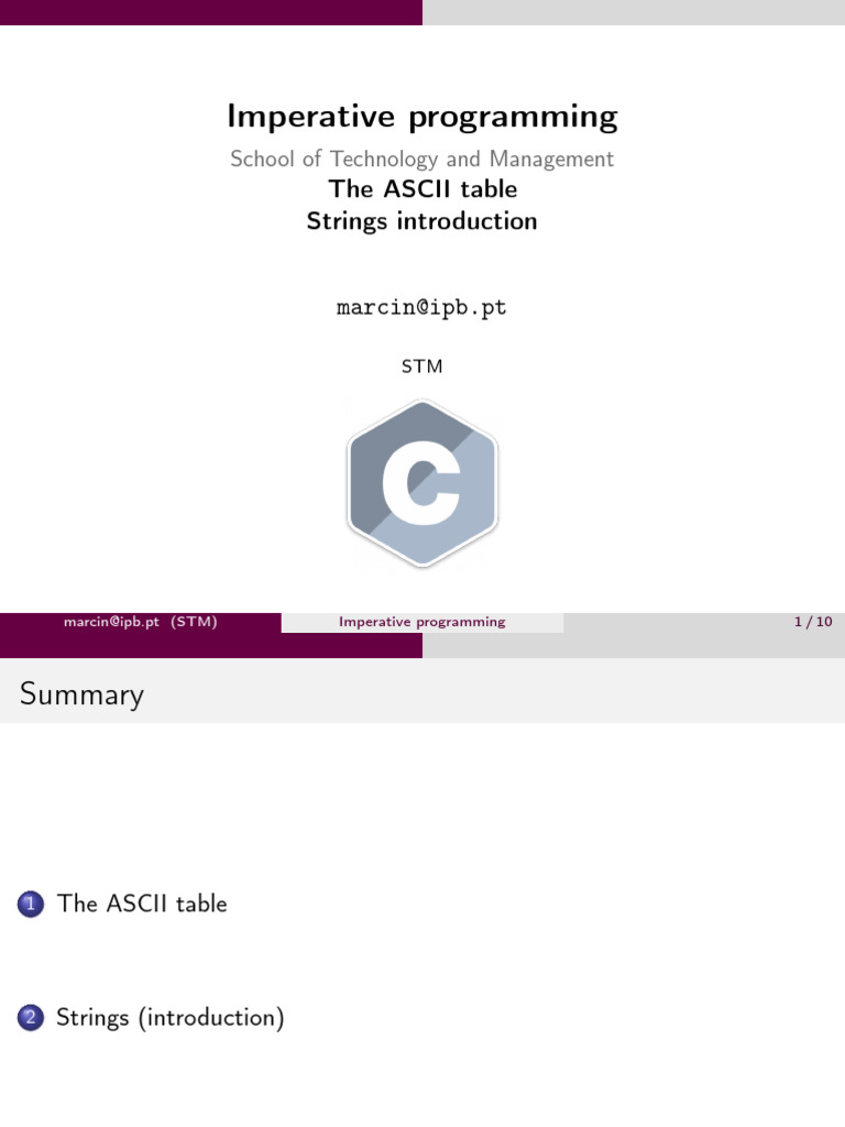 07 Ascii Strintro En | PDF | String (Computer Science) | Ascii