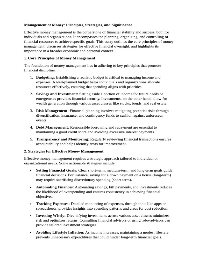 Management of Money | PDF | Investment Management | Expense