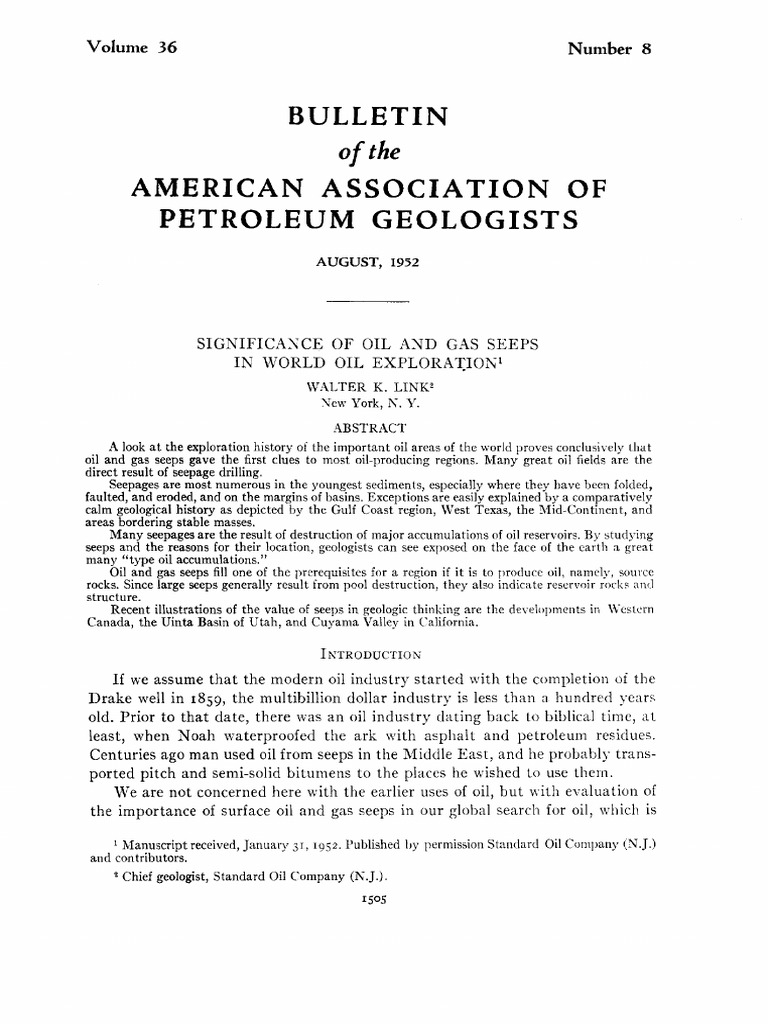 Significance of Oil and Gas Seeps in World Oil Exploration1 | PDF ...