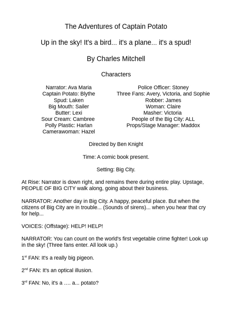 Captain Potato script | PDF