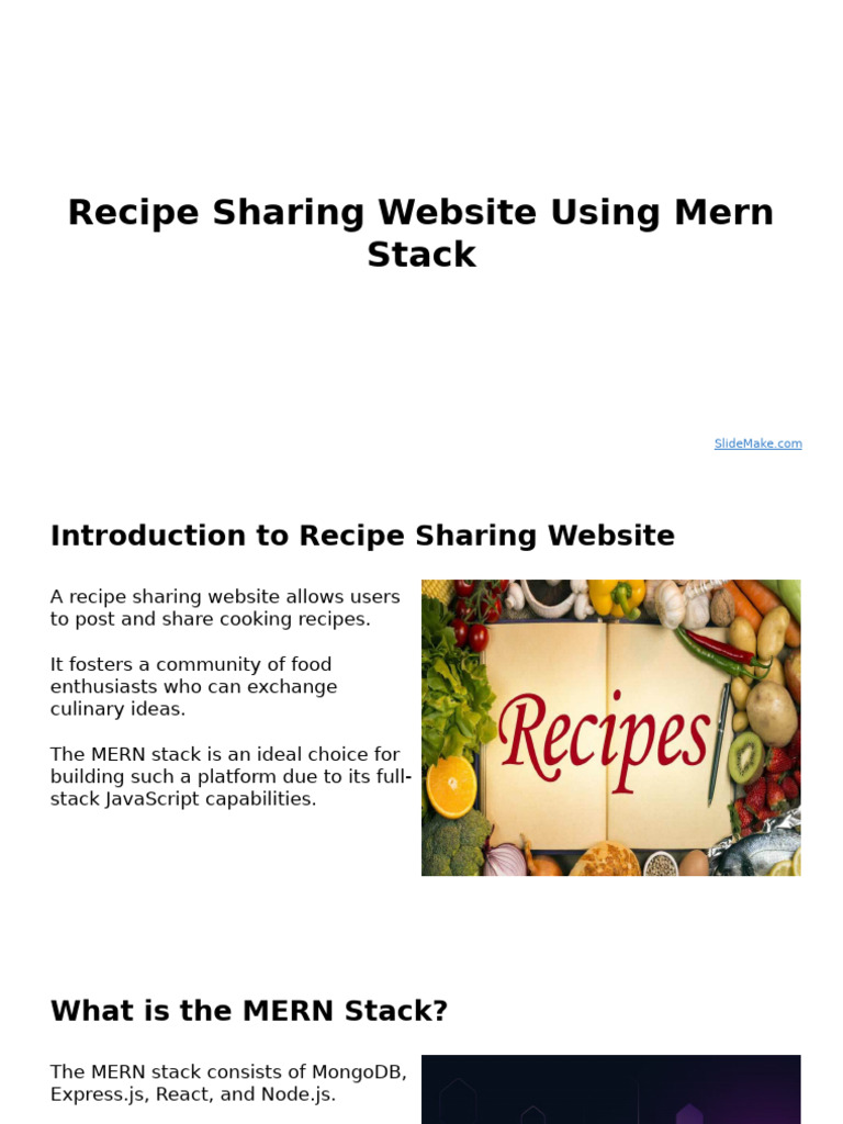 Recipe Sharing Website Using Mern Stack | PDF | Java Script | Systems Architecture