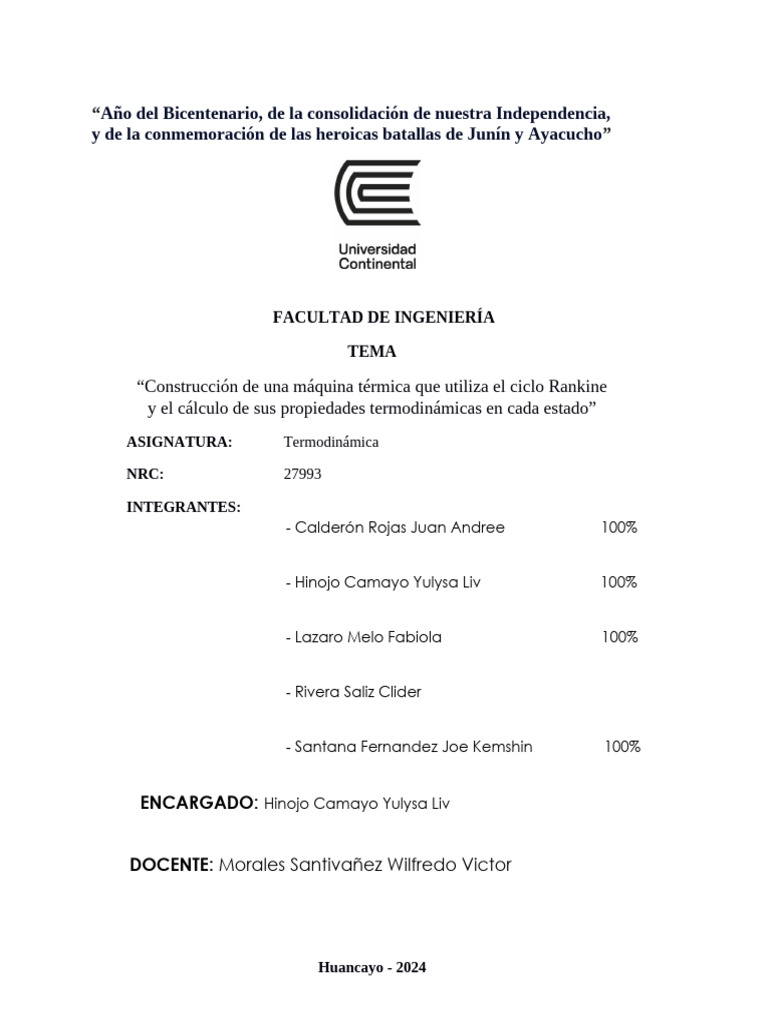 Proyecto Final de Abr - Termodinámica | PDF | Vapor | Turbina