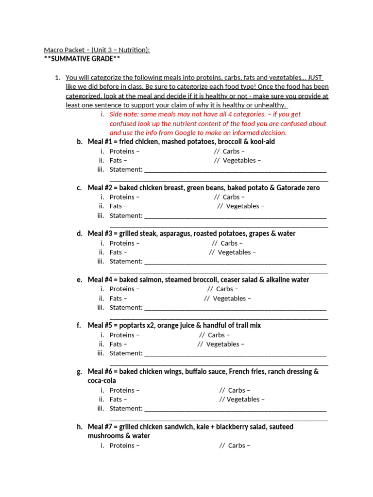 Macro Packet (BEST ONE) | PDF | Foods | Salad