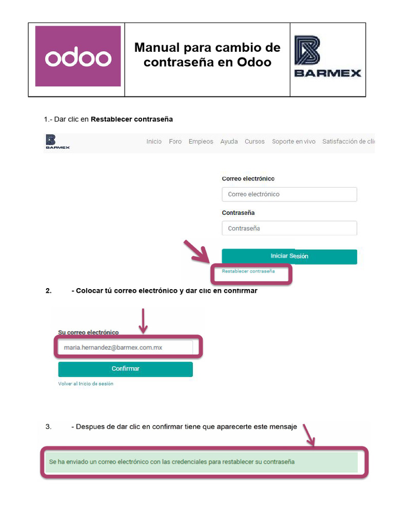 Manual para Cambio de Contraseña en Odoo | PDF