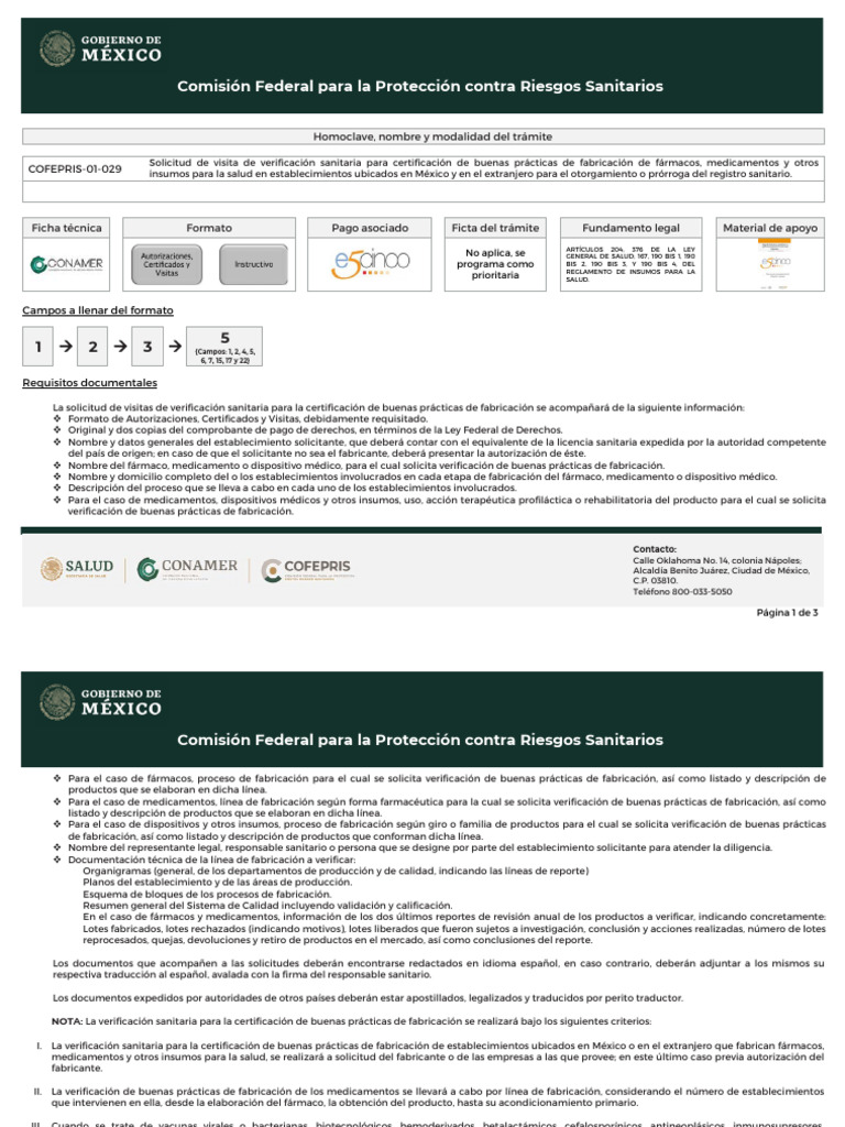 Cofepris 01 029 | PDF | Medicina | Cuidado de la salud