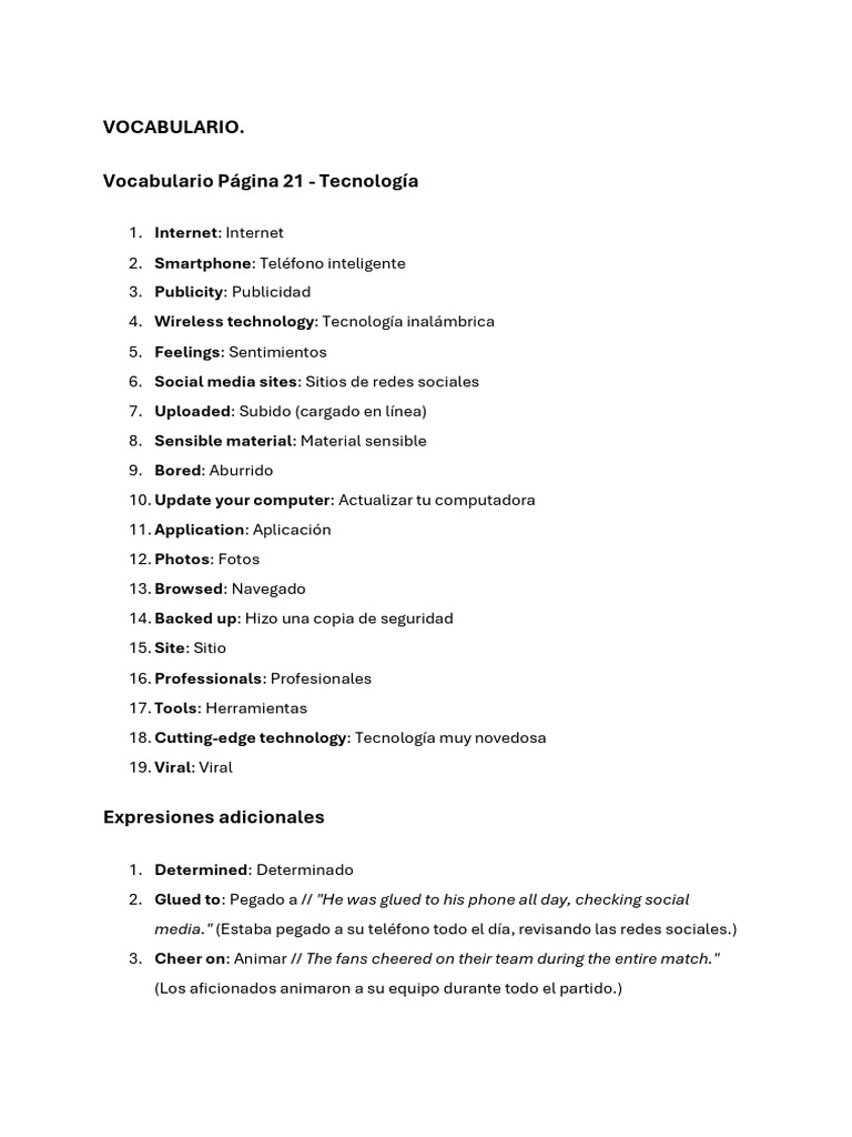 VOCABULARIO | PDF | Informática | Tecnología de información y ...