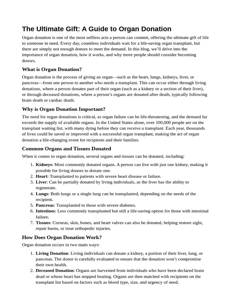 A Guide To Organ Donation | PDF | Organ Donation | Organ Transplantation