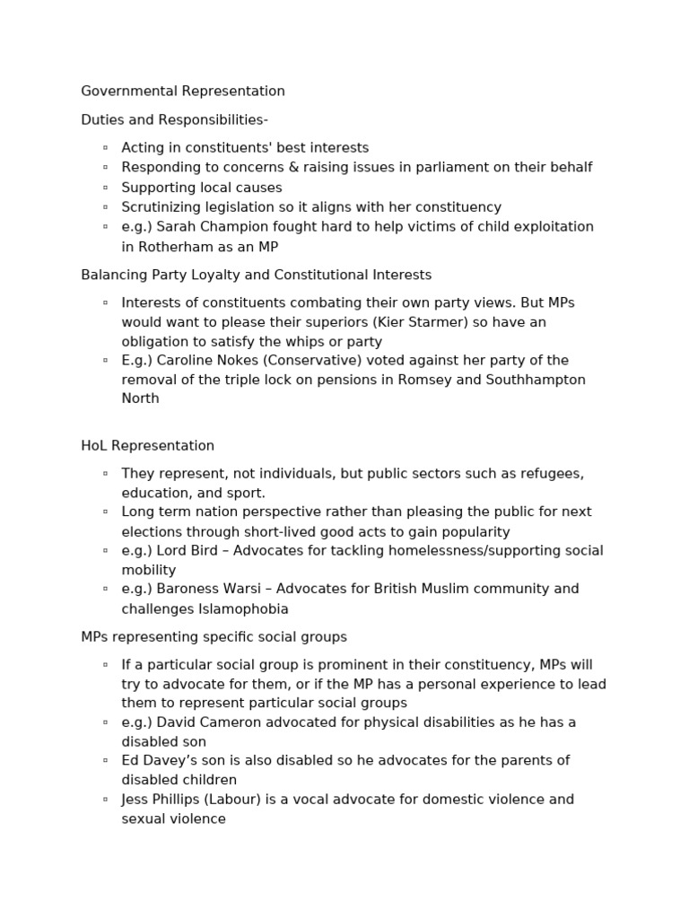 Governmental Representation | PDF