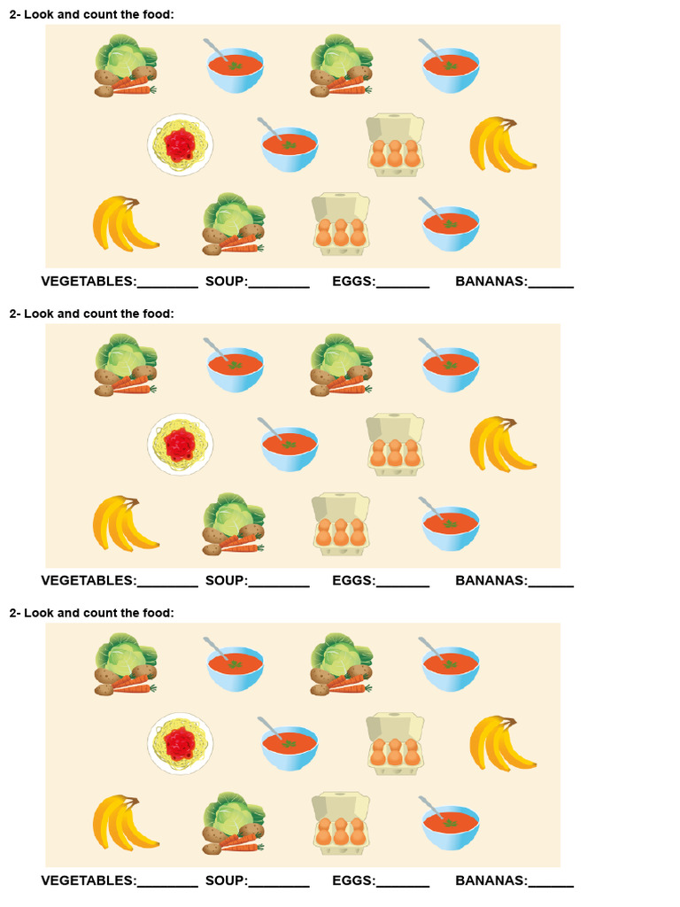Look and Count - Food Kids 3 | PDF | Cooking, Food & Wine | Wellness