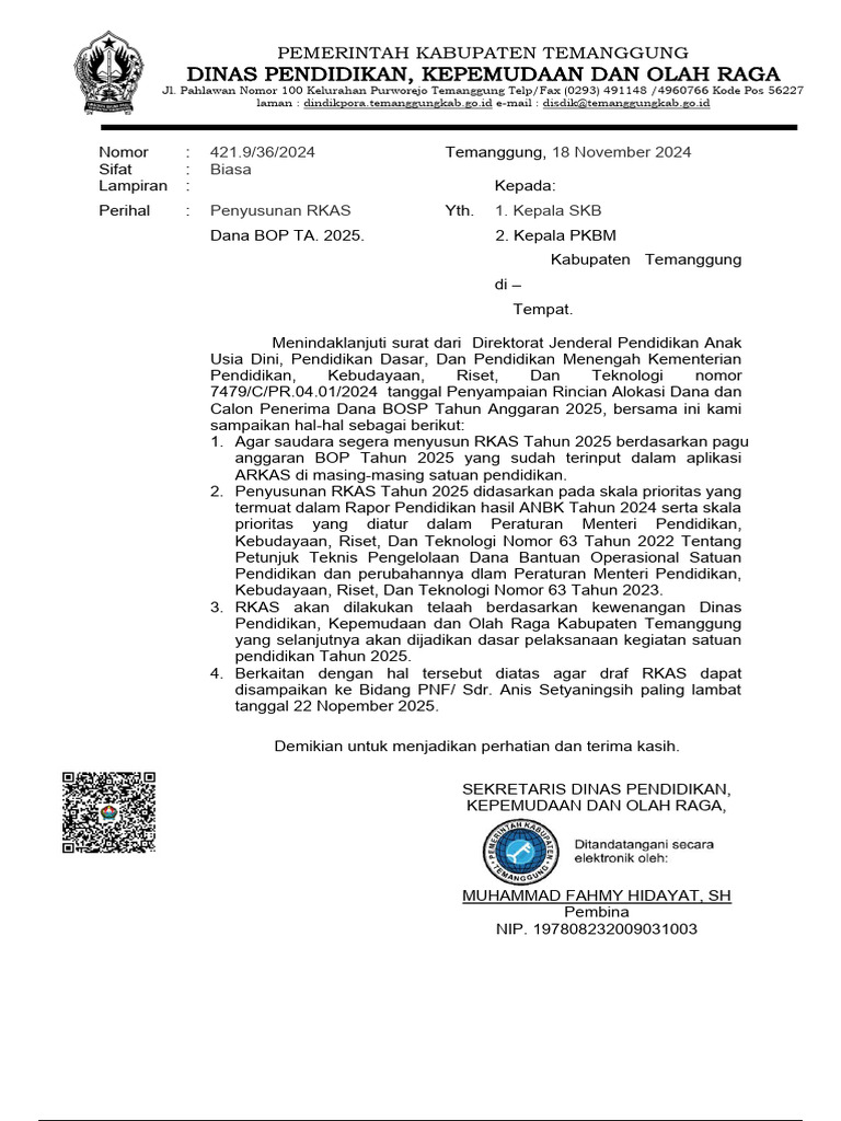 Surat RKAS BOSP 2025 | PDF