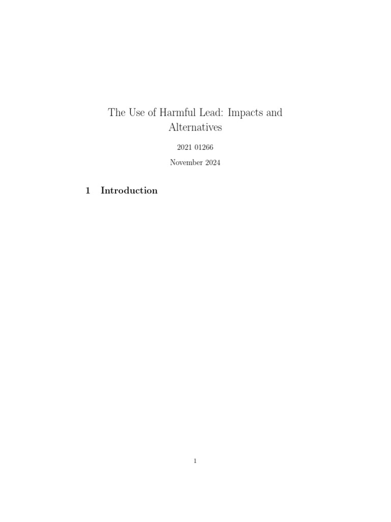 The Use of Harmful Lead Impacts and Alternatives | PDF