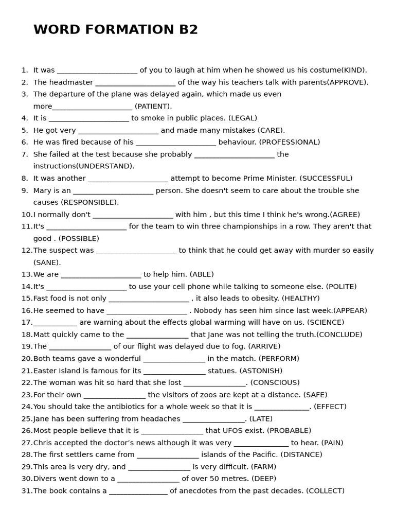 WORD FORMATION B2 | PDF