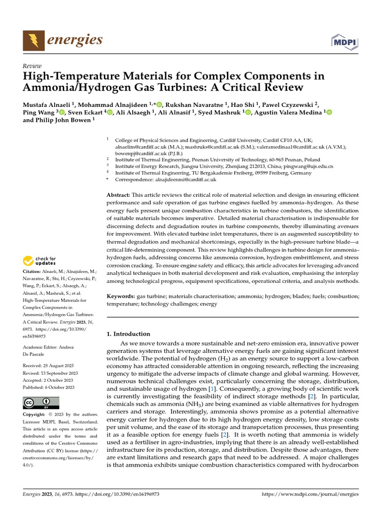 High-Temperature Materials For Complex Components GT | PDF | Combustion | Hydrogen