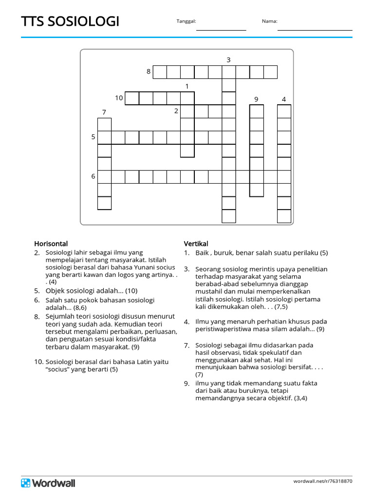 Tts Sosiologi Teka Teki Silang | PDF