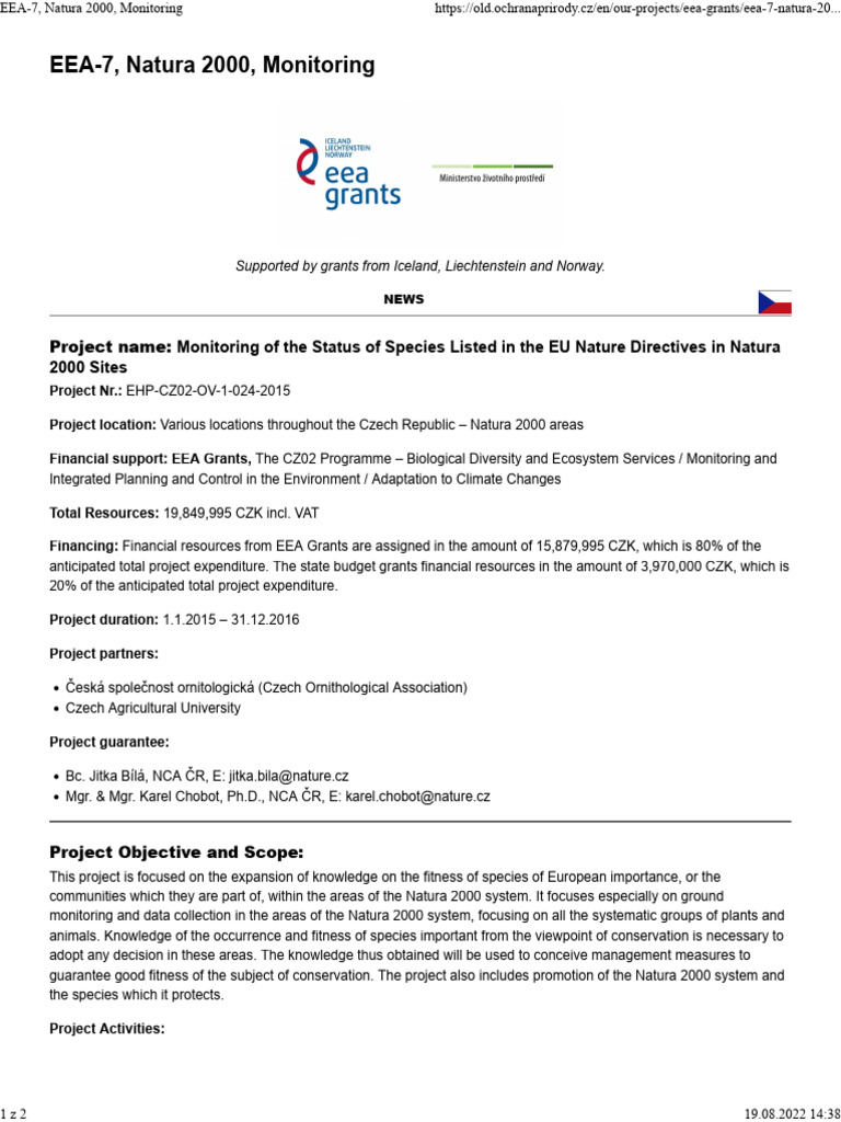 Natura 2000 Species Monitoring Project | PDF | Natural Environment ...