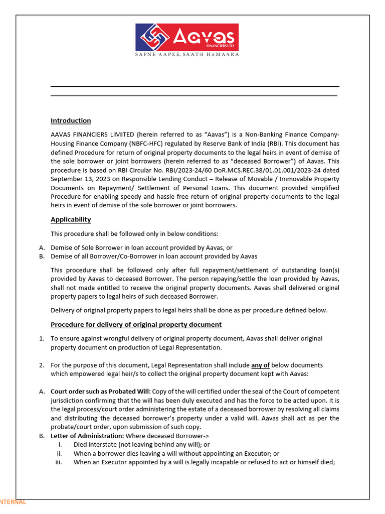 Property Document Return Procedure | PDF | Probate | Civil Law (Common Law)