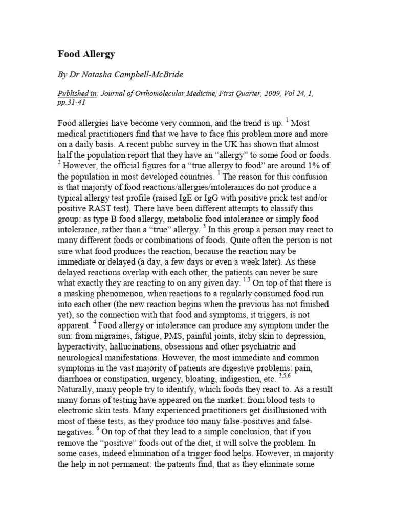 Food Allergy | PDF | Urinary Tract Infection | Gastrointestinal Tract Food Allergy | PDF | Urinary Tract Infection | Gastrointestinal Tract
