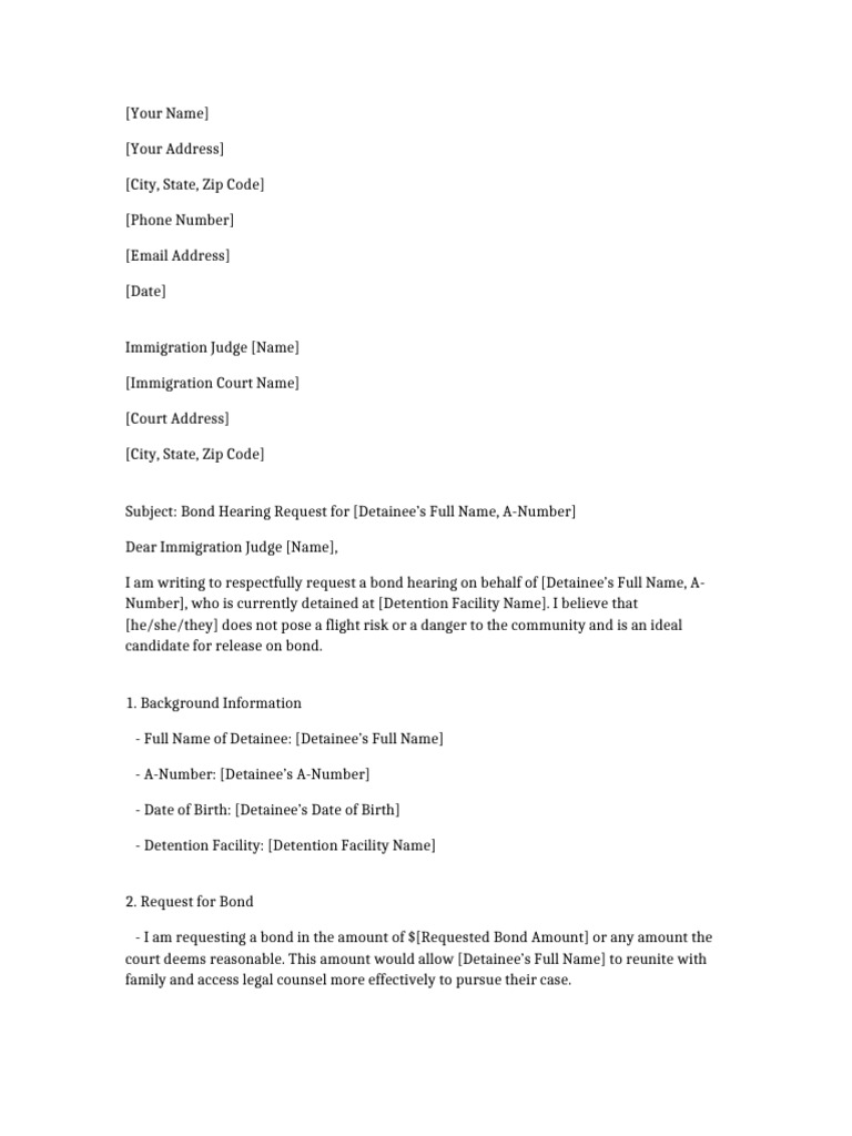 Bond Hearing Request Letter | PDF | Detention (Imprisonment ...