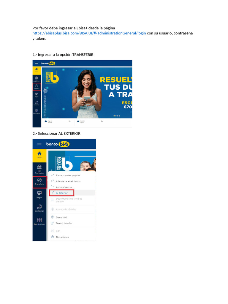 Guía Transf Al Exterior Ebisa + | PDF