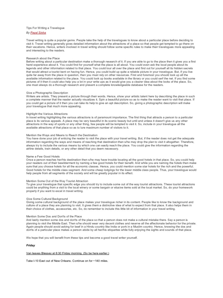 Travelogue Writing Guide for Students | PDF | Art Museum | Museum