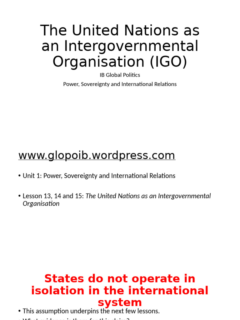 The United Nations As An Intergovernmental Organisation | PDF | United ...