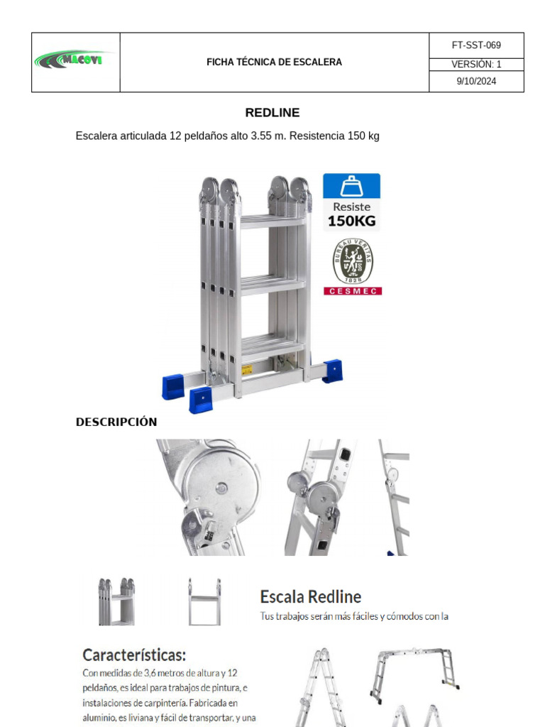 Ficha Técnica de Escalera Redline | PDF
