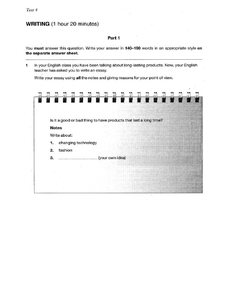 B2 Test 4 - Book 3 - Writing | PDF