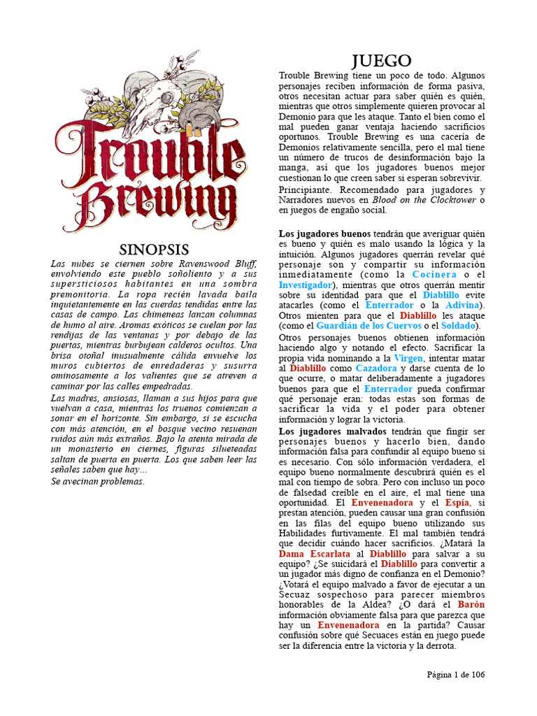 Trouble Brewing Wiki | PDF | Demonios | Información