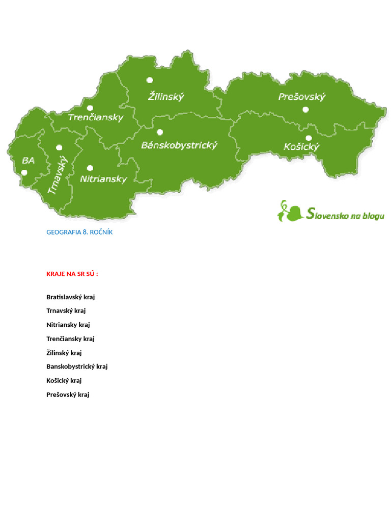 GEOGRAFIA 8 - MAPA Krajov SR | PDF