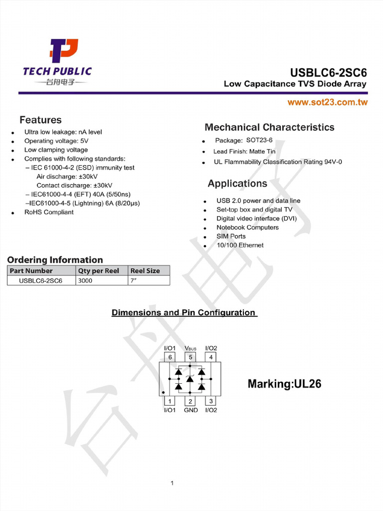 Tech Public Usblc6 2SC6 - C2827654 | PDF