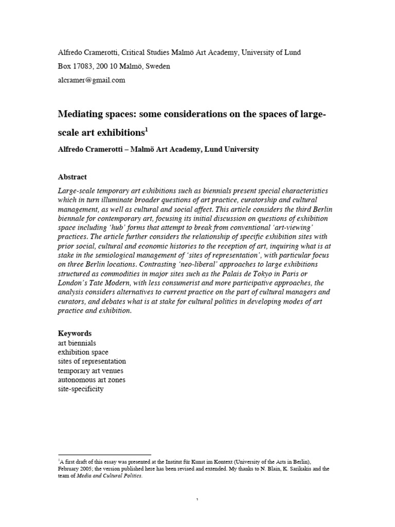 ALFREDO CRAMEROTTI-Mediating Spaces Some Considerations On | PDF ...