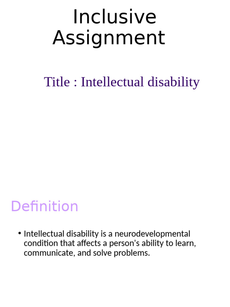 Inclusive Assignment | PDF | Intellectual Disability | Mental Disorder