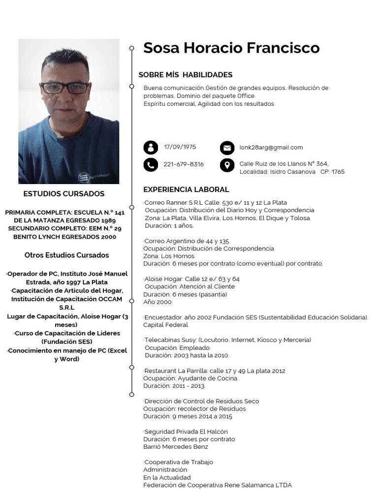 CV Curriculum Horacio Sosa | PDF