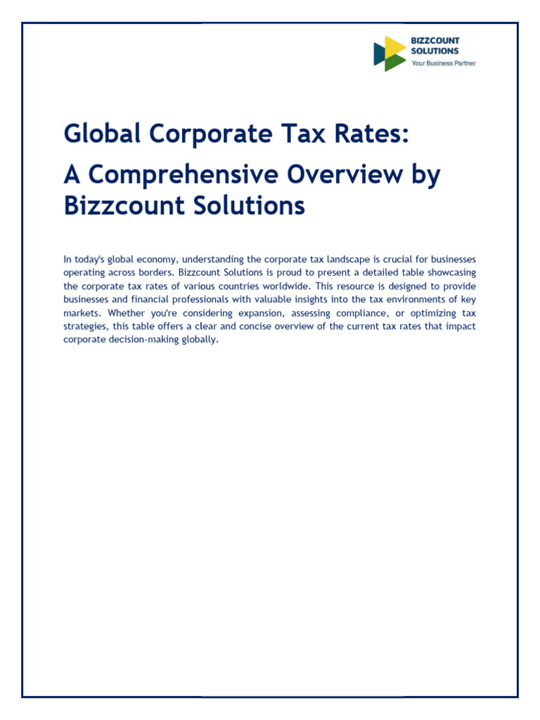 Global Corporate Tax Rate | PDF | Taxes | Corporate Tax