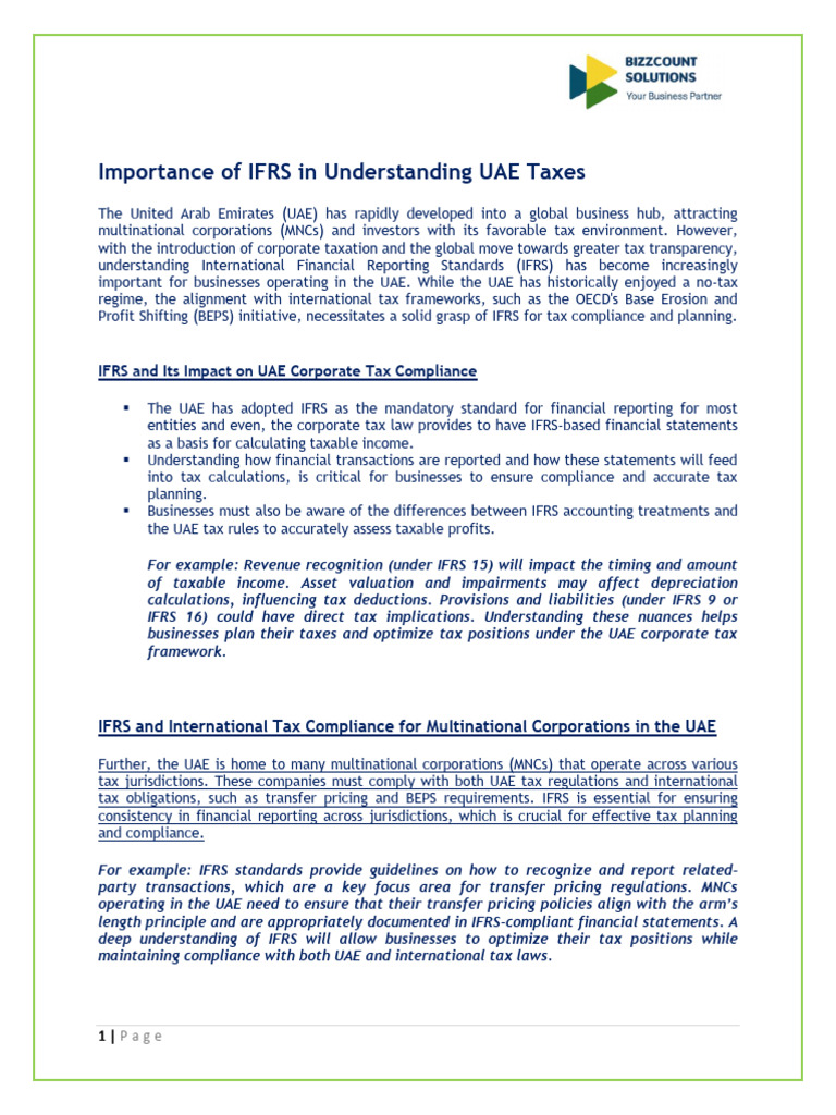 IFRS and UAE Corporate Tax | PDF | International Financial Reporting ...